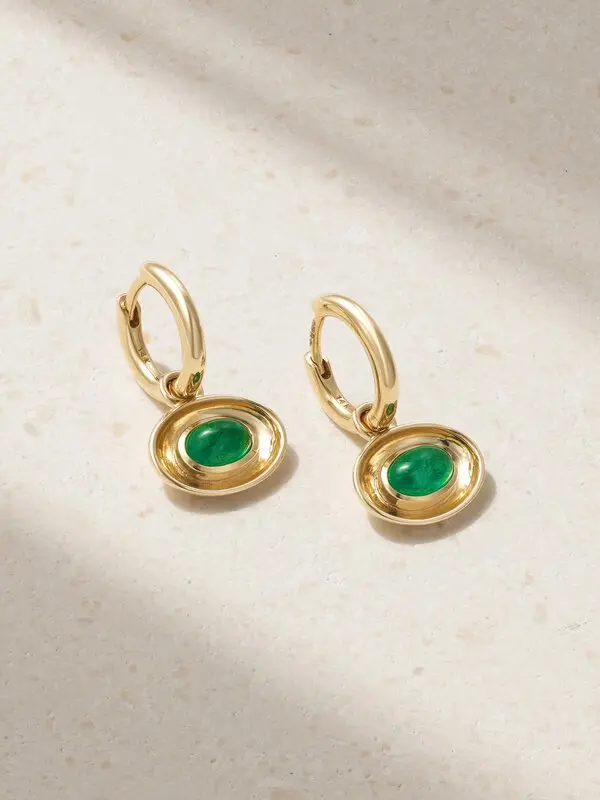 BY PARIAH Aurelia 14-karat Emerald Hoop Earrings - Gold