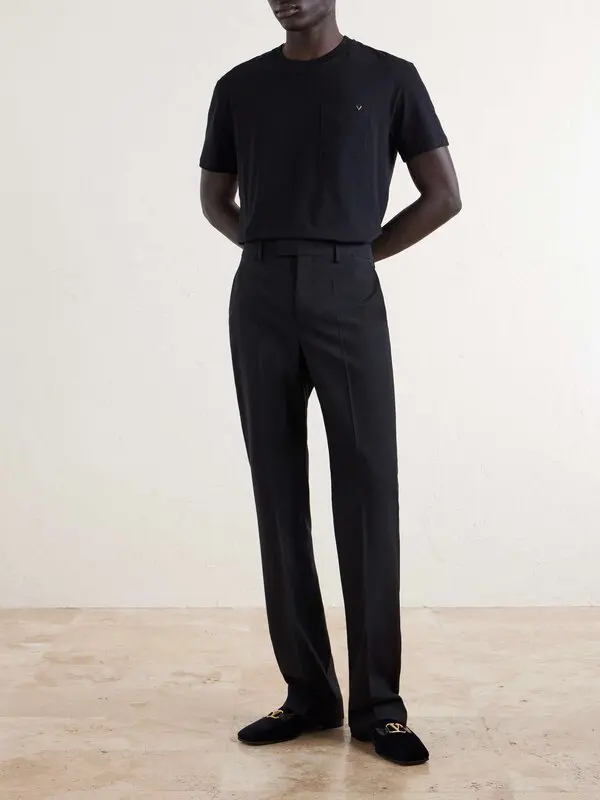Valentino Garavani Vgold Cotton-jersey T-shirt - Black