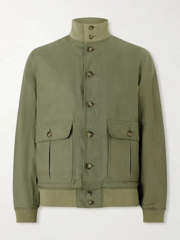 VALSTAR Valstarino Linen Bomber Jacket - Green