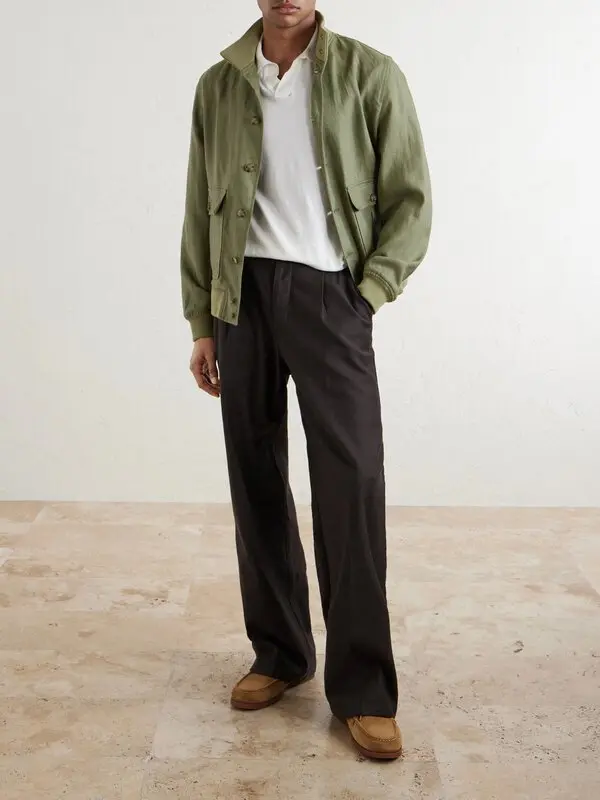 VALSTAR Valstarino Linen Bomber Jacket - Green