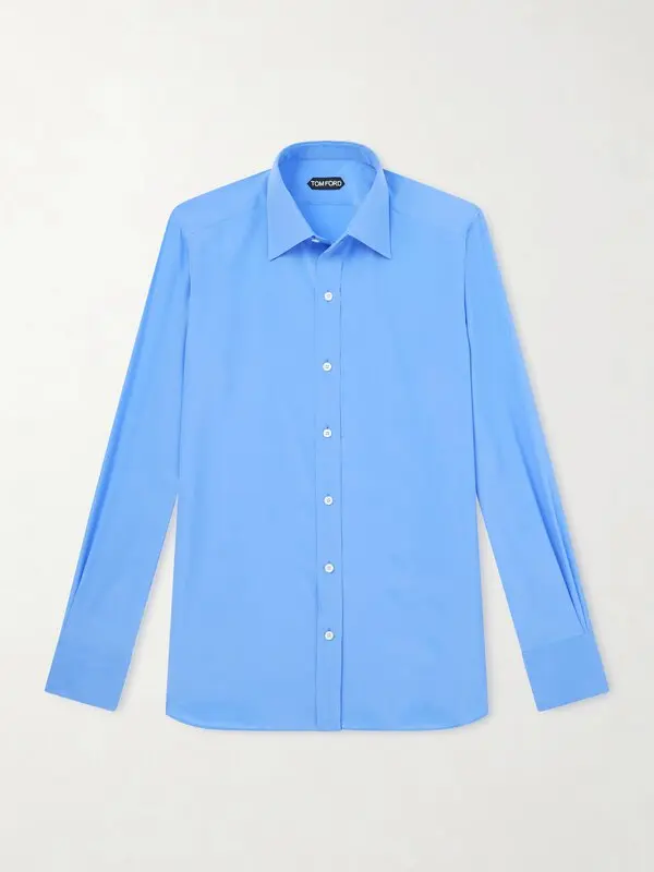 TOM FORD Silk-charmeuse Shirt - Blue