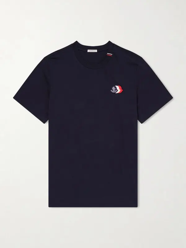 Moncler Logo-appliquéd Cotton-jersey T-shirt - Blue