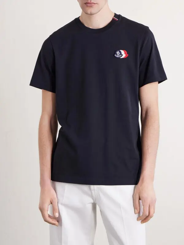 Moncler Logo-appliquéd Cotton-jersey T-shirt - Blue