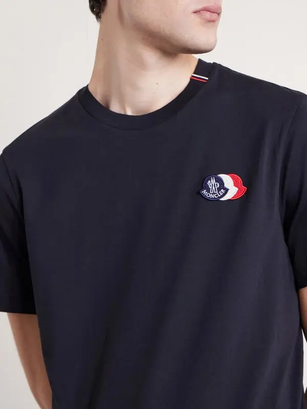 Moncler Logo-appliquéd Cotton-jersey T-shirt - Blue