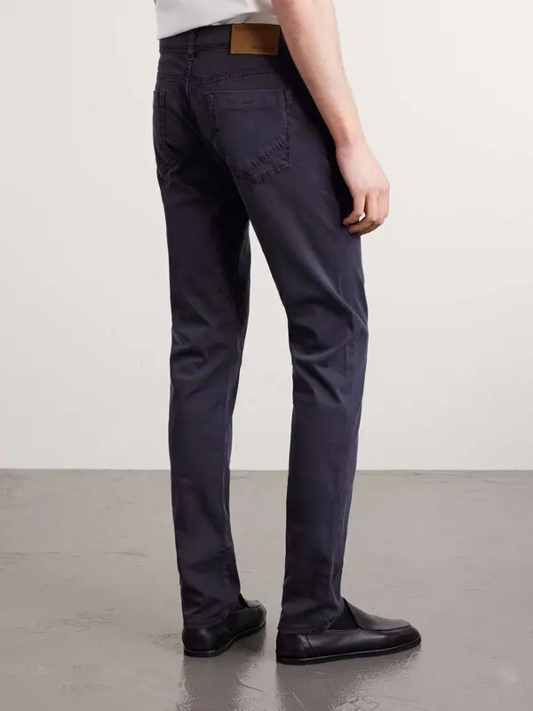 SLOWEAR Slim-fit Stretch Cotton-blend Gabardine Trousers - Blue