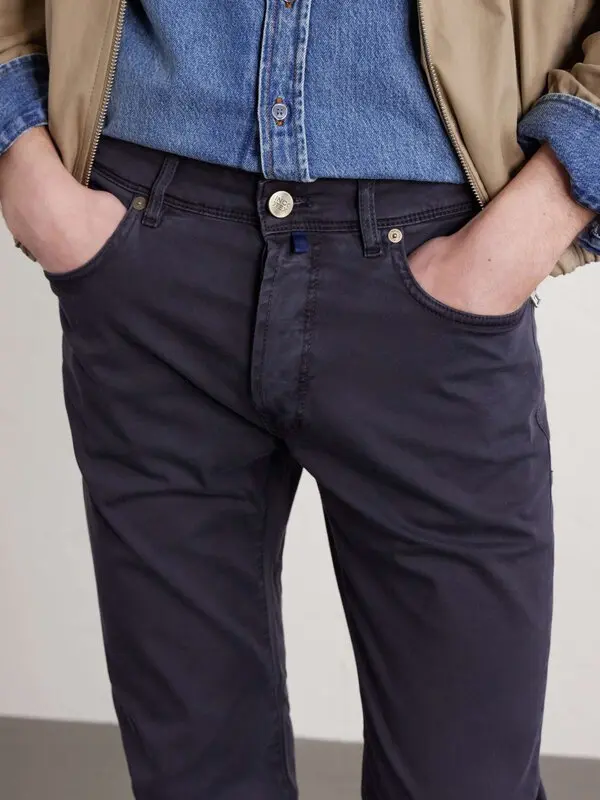 SLOWEAR Slim-fit Stretch Cotton-blend Gabardine Trousers - Blue