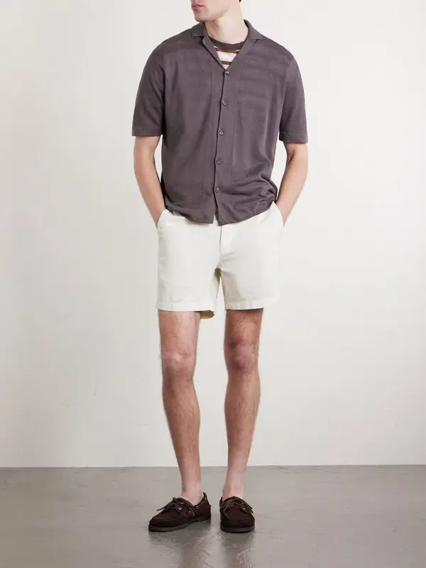 SLOWEAR Straight-leg Cotton-corduroy Drawstring Shorts