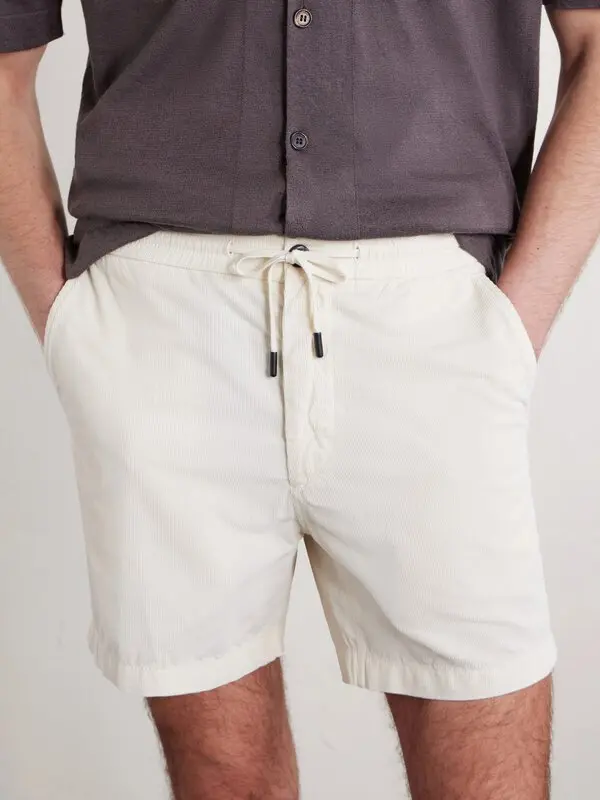 SLOWEAR Straight-leg Cotton-corduroy Drawstring Shorts
