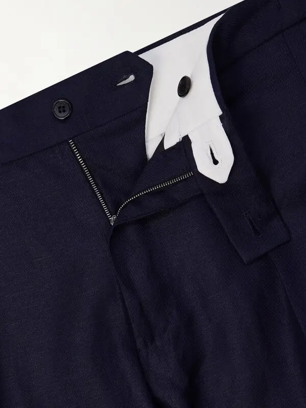 SLOWEAR Tapered Pleated Wool And Linen-blend Trousers