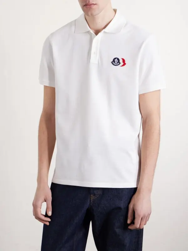 Moncler Logo-appliquéd Cotton-piqué Polo Shirt