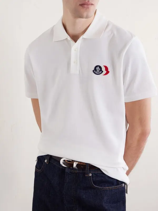 Moncler Logo-appliquéd Cotton-piqué Polo Shirt