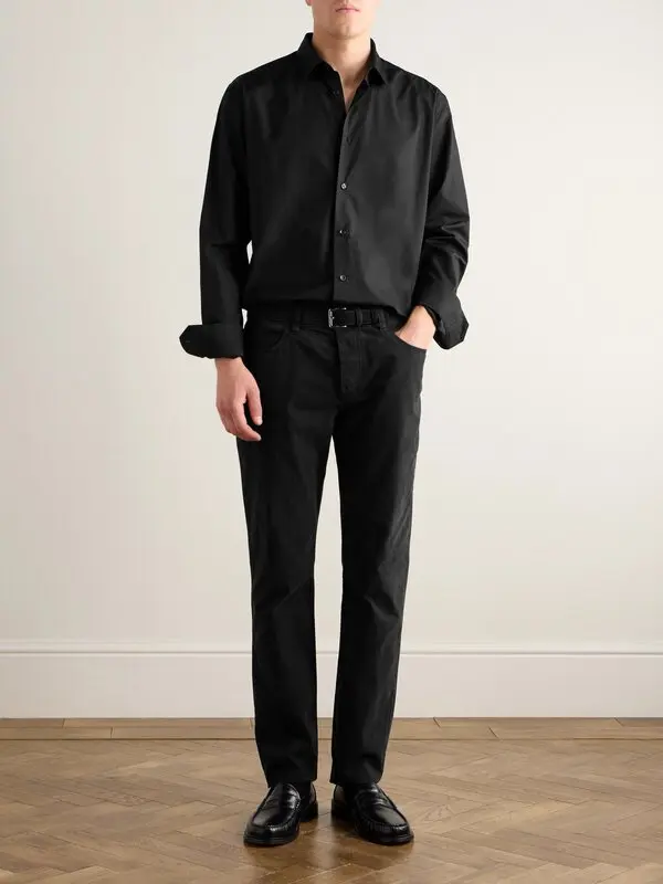 JAMES PERSE Straight-leg Brushed Cotton-blend Twill Trousers