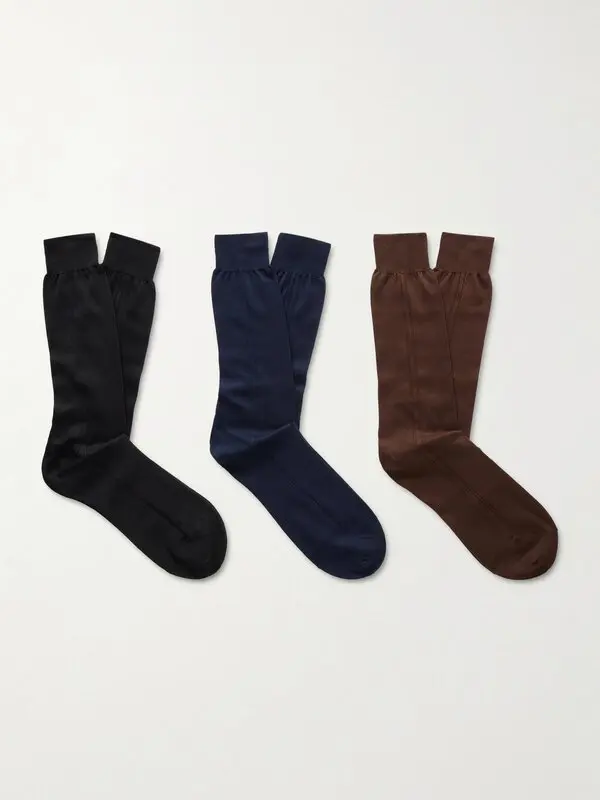 Mr P. Three-pack Organic Cotton Crew Socks - Multi