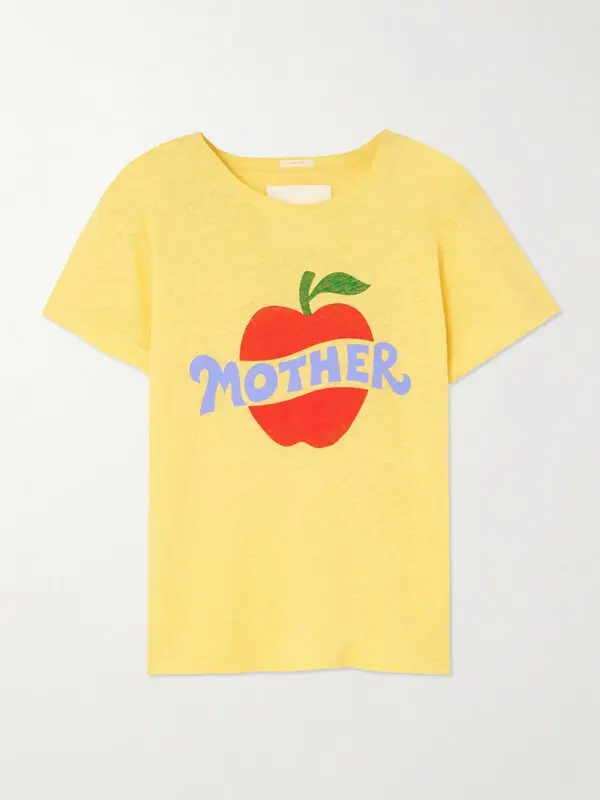 MOTHER The Lil Sinful Printed Cotton-jersey T-shirt - Yellow