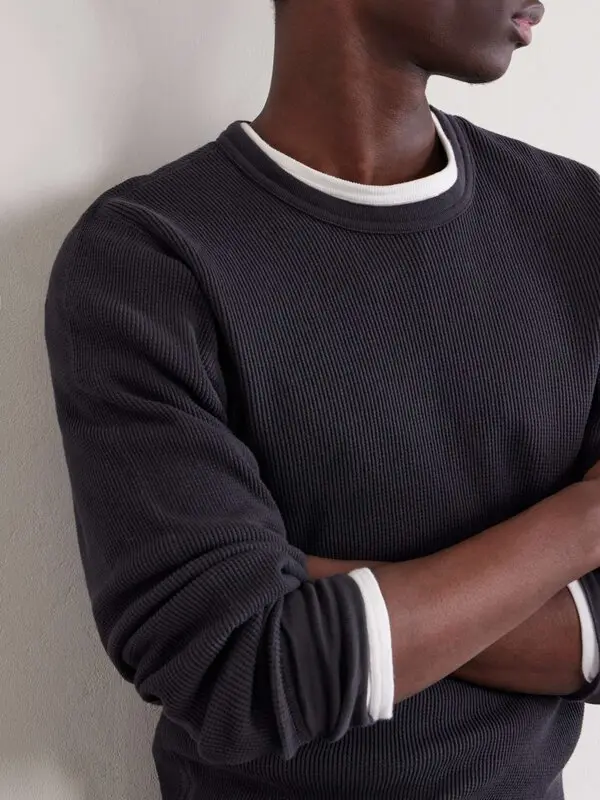 AARON LEVINE Waffle-knit Cotton Sweater