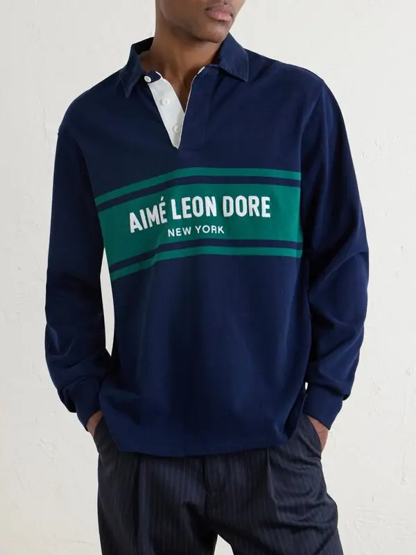 Aimé Leon Dore Logo-embroidered Cotton-jersey Polo Sweater - Blue