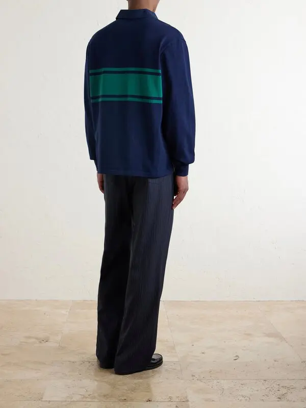 Aimé Leon Dore Logo-embroidered Cotton-jersey Polo Sweater - Blue