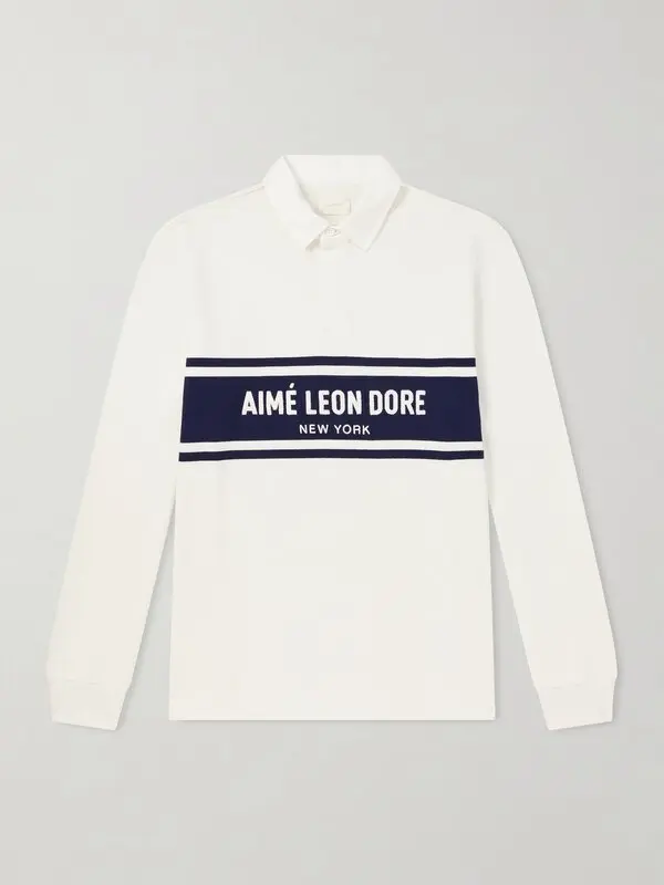 Aimé Leon Dore Logo-embroidered Striped Cotton Polo Sweater
