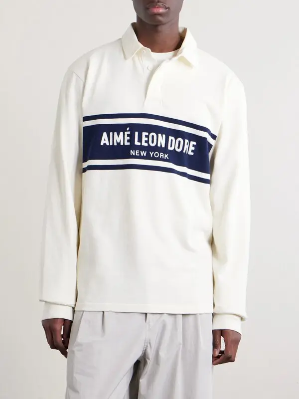 Aimé Leon Dore Logo-embroidered Striped Cotton Polo Sweater