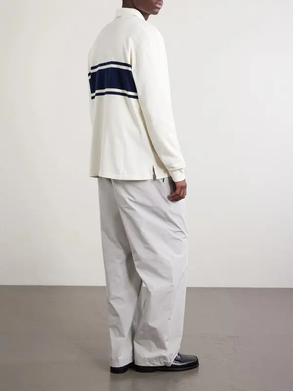 Aimé Leon Dore Logo-embroidered Striped Cotton Polo Sweater