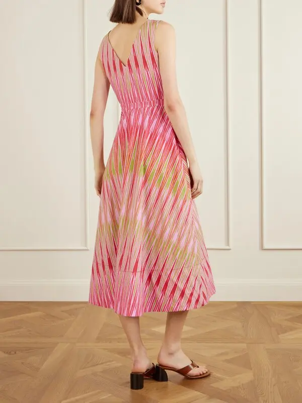 Saloni Zoey Printed Cotton-poplin Midi Dress