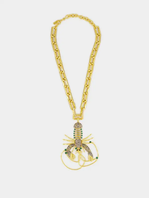 Begum Khan Gold-plated Mega Lobster Necklace - Green