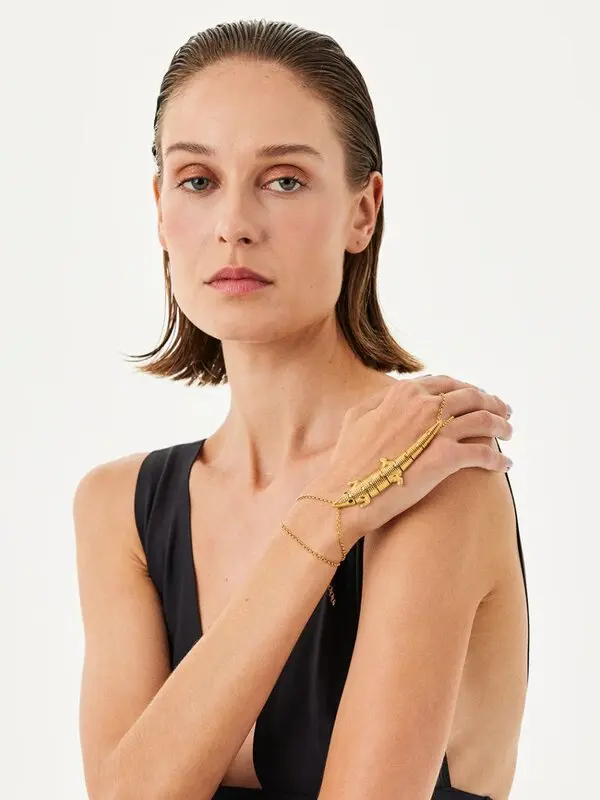 Begum Khan Croco Hand Bracelet - Blue