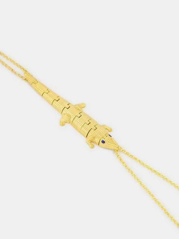Begum Khan Croco Hand Bracelet - Blue
