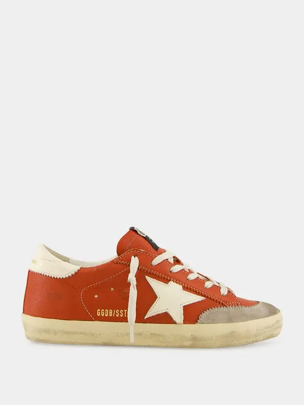 GOLDEN GOOSE Superstar Sneakers With Suede Heel - Orange
