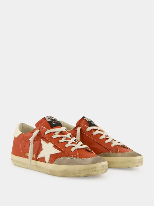 GOLDEN GOOSE Superstar Sneakers With Suede Heel - Orange