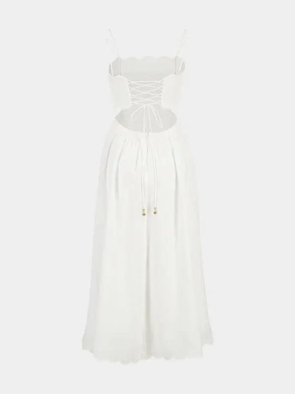 Zimmermann Scallop Linen Midi Dress