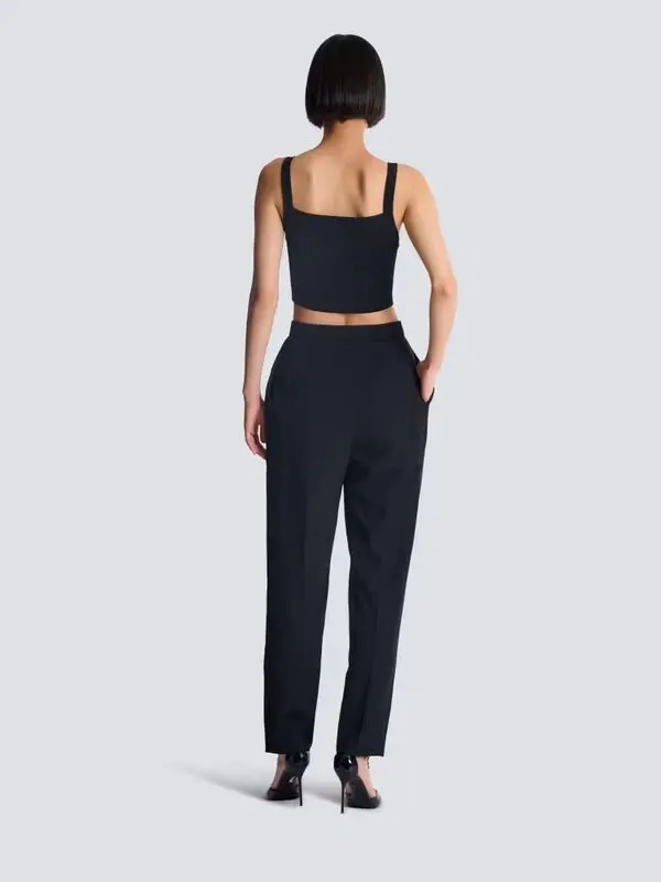 Balmain Knit Bralette Top With Buttons - Black