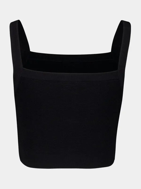 Balmain Knit Bralette Top With Buttons - Black