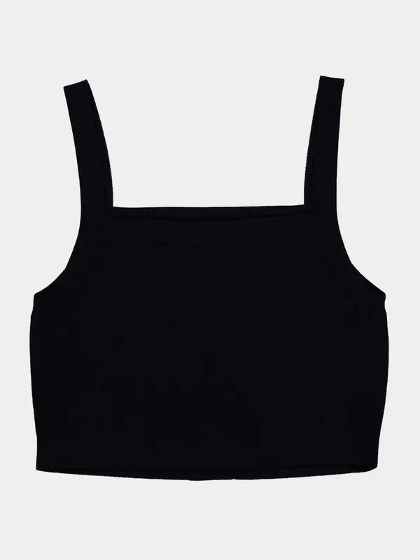 Balmain Knit Bralette Top With Buttons - Black