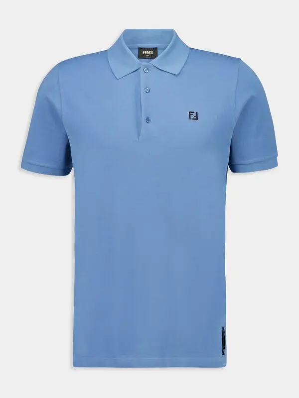 Fendi Light Cotton Piqué Polo Shirt - Blue