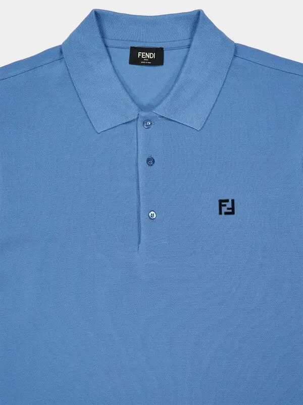 Fendi Light Cotton Piqué Polo Shirt - Blue