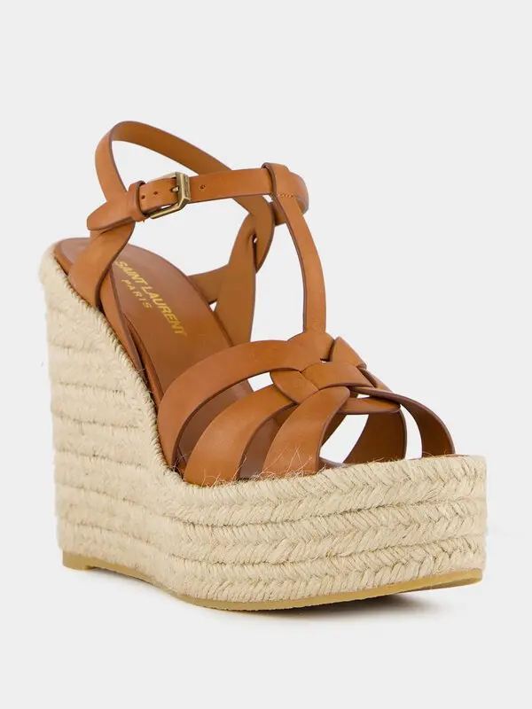 Saint Laurent Tribute Wedge Espadrilles - Brown