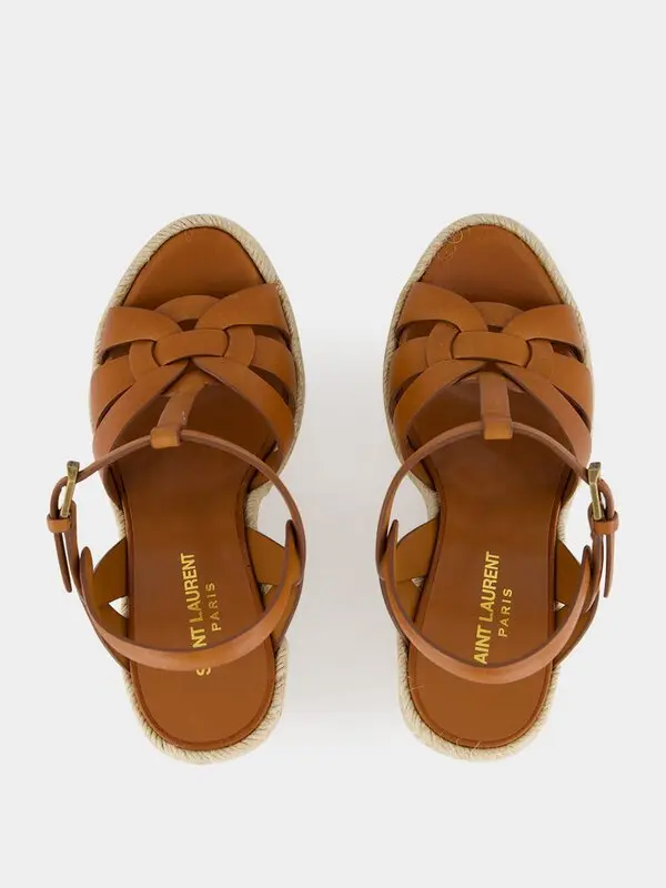 Saint Laurent Tribute Wedge Espadrilles - Brown