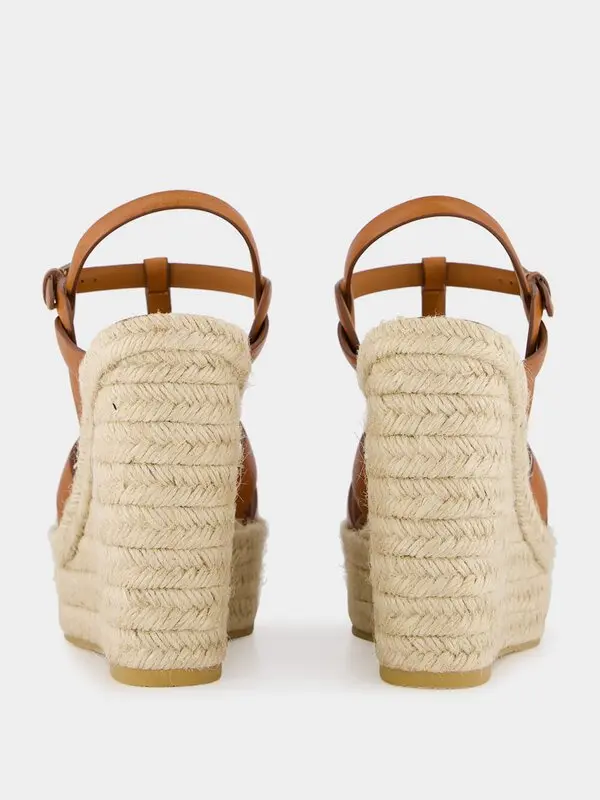 Saint Laurent Tribute Wedge Espadrilles - Brown
