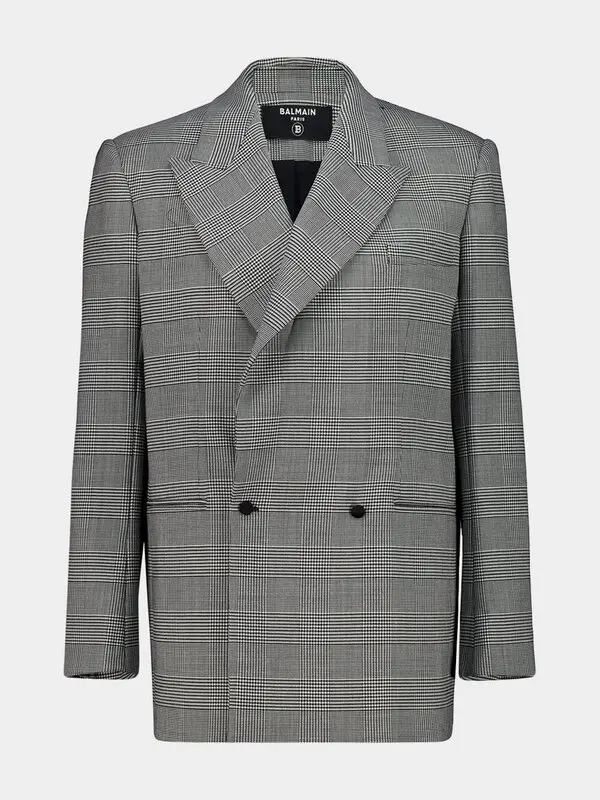 Balmain Oversized Prince Of Wales Jacquard Jacket - Black