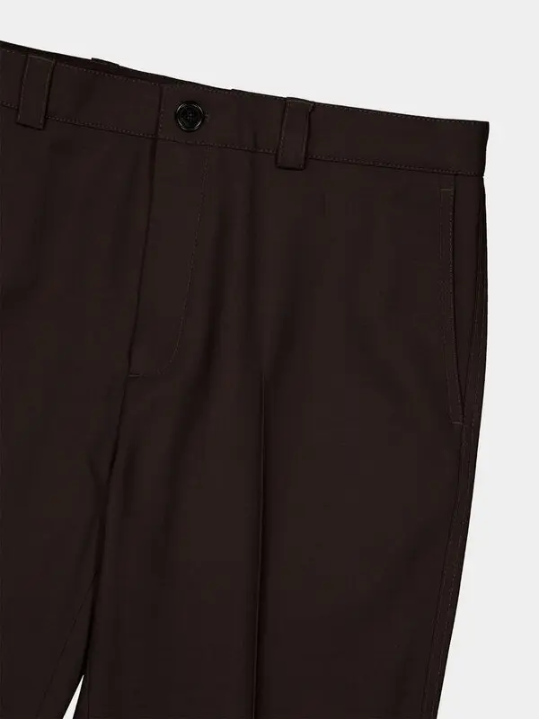 Gucci Wool Gabardine Straight Trousers - Brown
