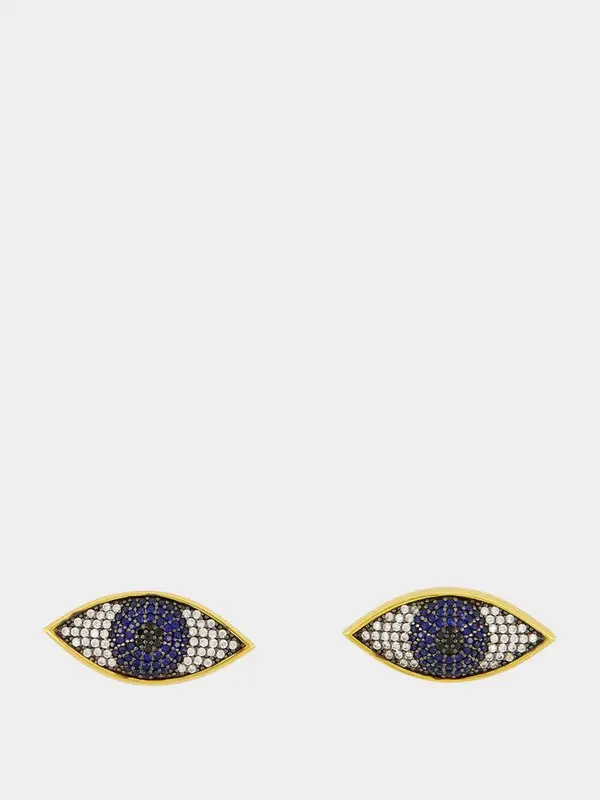 Begum Khan Gold-plated Nazar Mini Stud Earrings - Blue