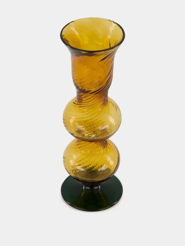 La DoubleJ Amber Murano Glass Bubble Candlestick