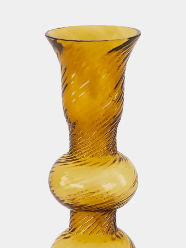 La DoubleJ Amber Murano Glass Bubble Candlestick