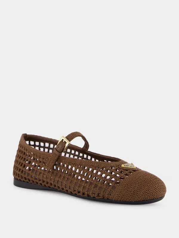 Prada Crochet Ballet Flats - Brown