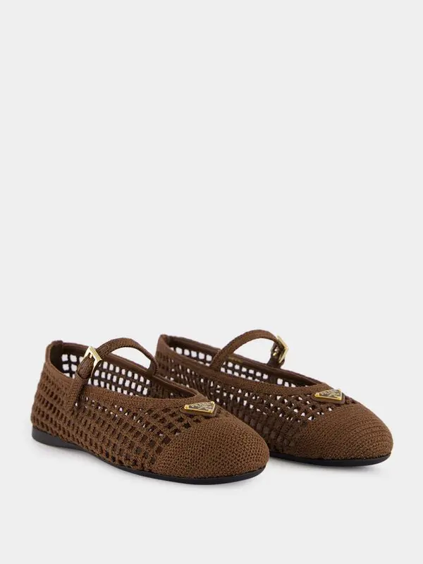 Prada Crochet Ballet Flats - Brown