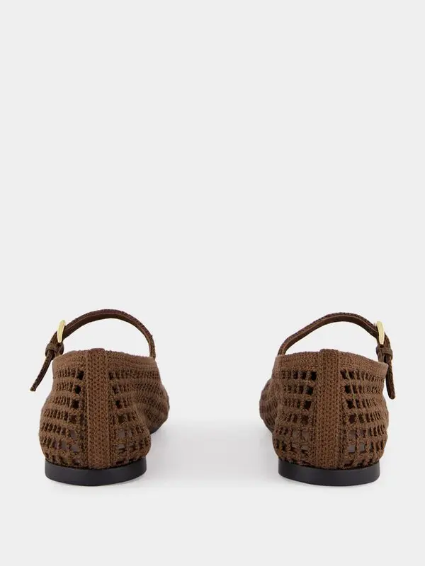 Prada Crochet Ballet Flats - Brown