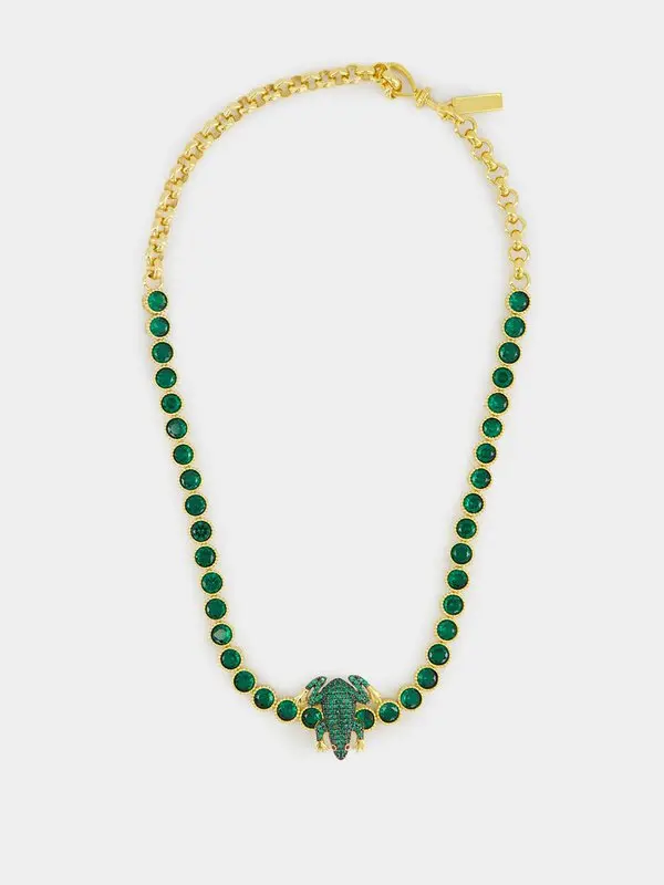 Begum Khan Frog Tennis Necklace - Green