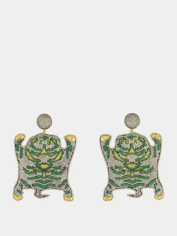 Begum Khan Gold-plated Bengal Earrings - Green