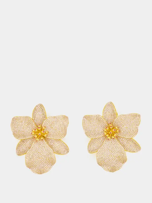 Begum Khan Gold-plated Singapore Orchids Earrings - Pink